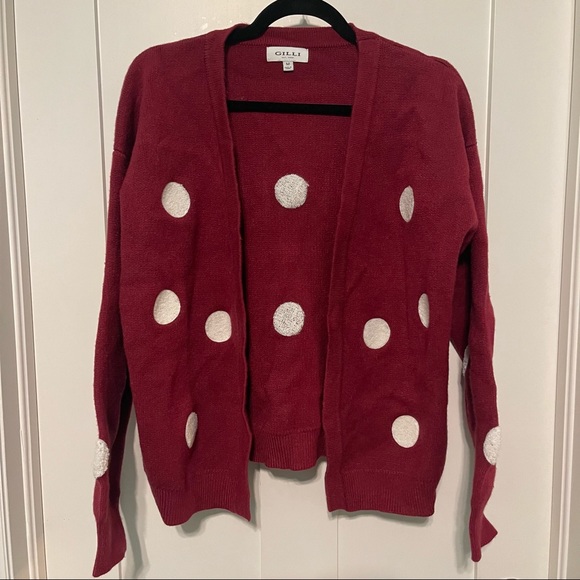 Gilli | Sweaters | Gilli Size Medium Crimson And White Thick Polka Dot ...